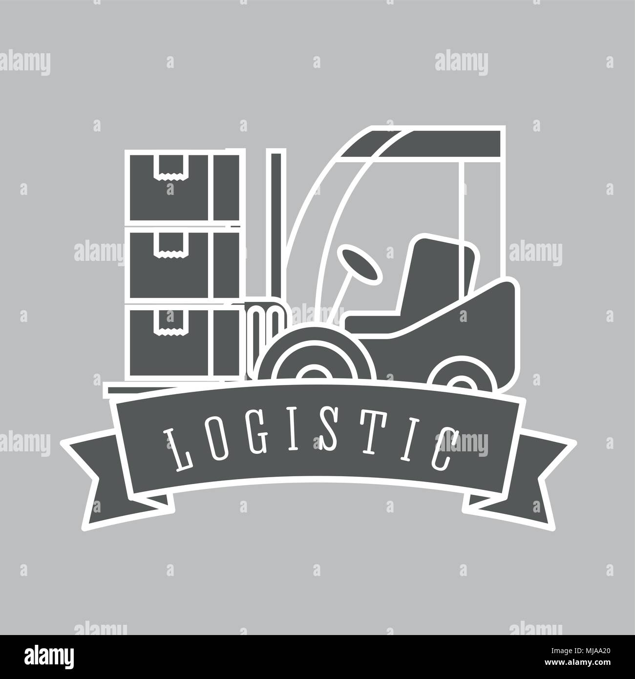 logistic forklift loading boxes cargo emblem style Stock Vector Image ...
