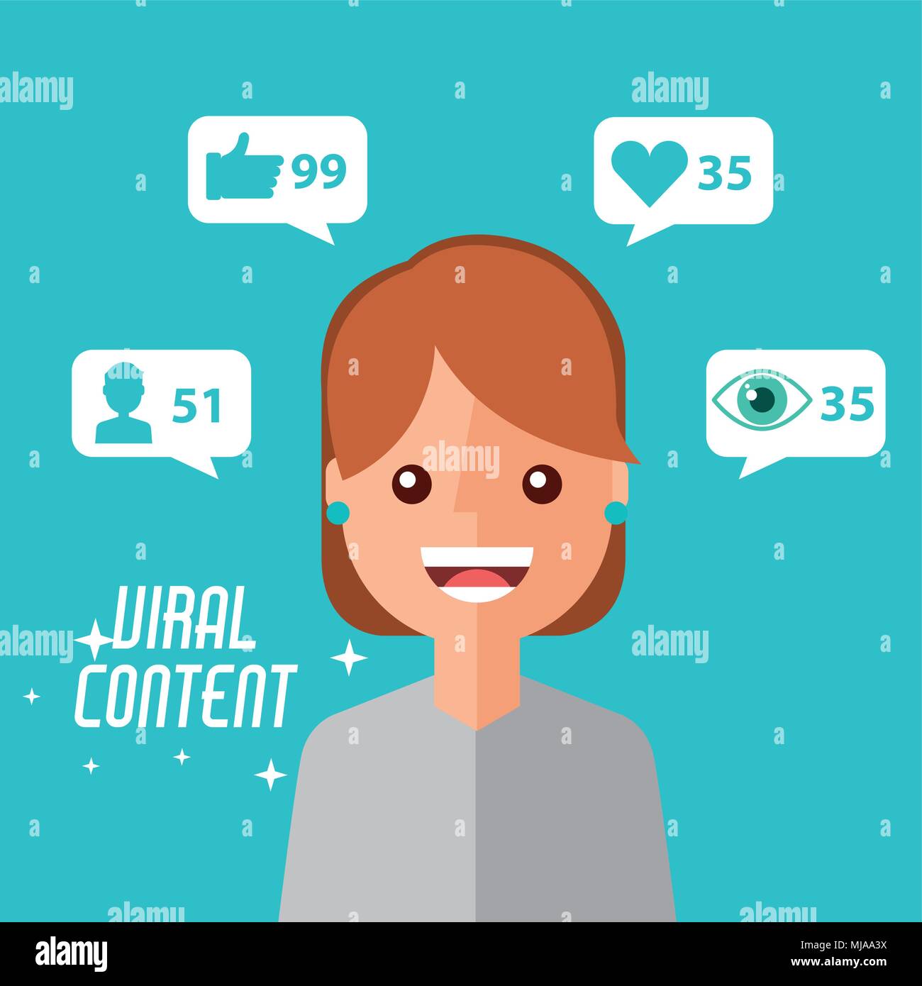 portrait woman cartoon viral content Stock Vector Image & Art - Alamy