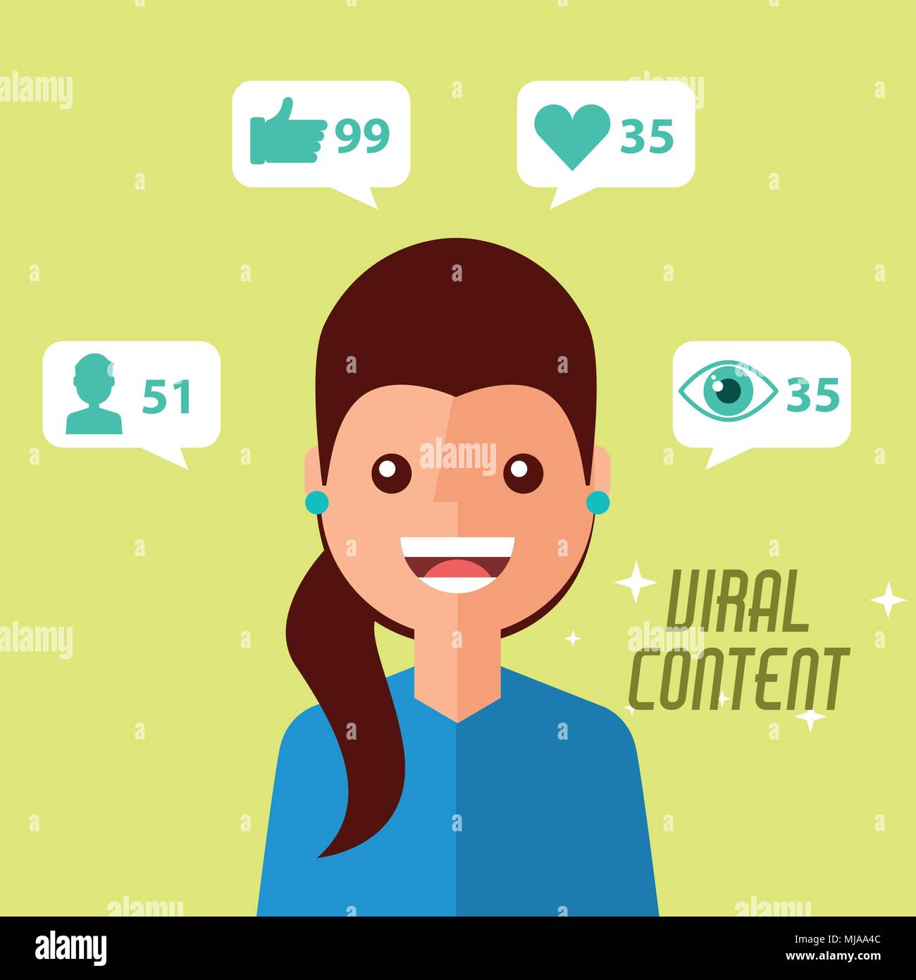 portrait woman cartoon viral content Stock Vector Image & Art - Alamy