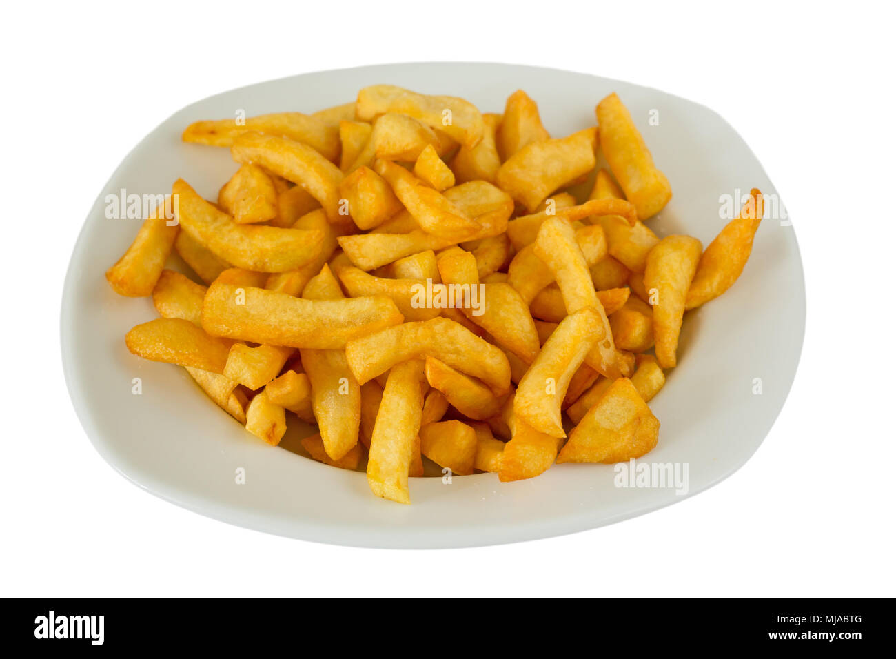 Plate of french fries isolated on white Stock Photo - Alamy