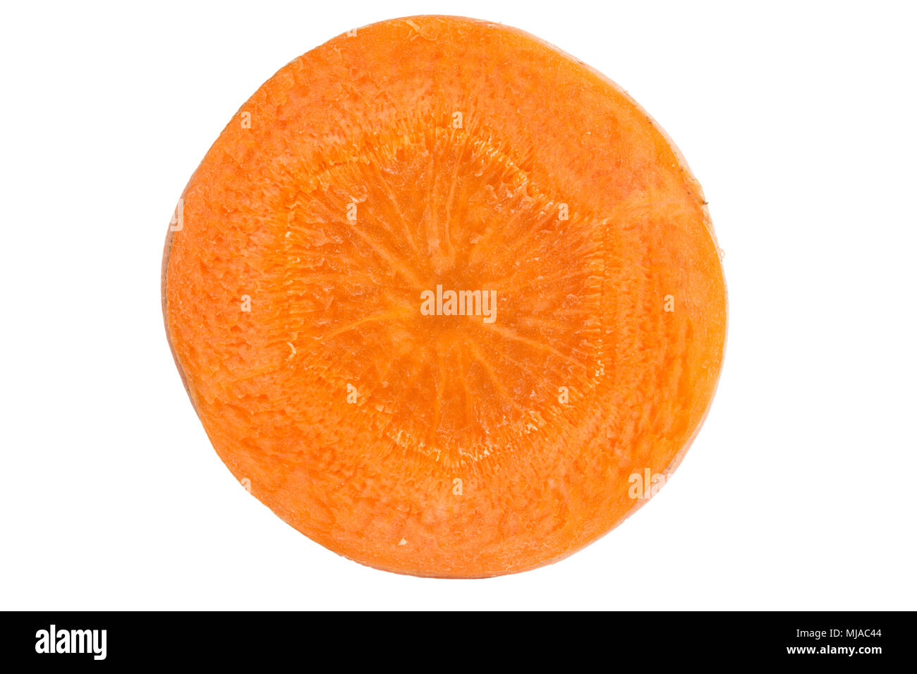 Single slice of carrot isolated on white background Stock Photo - Alamy