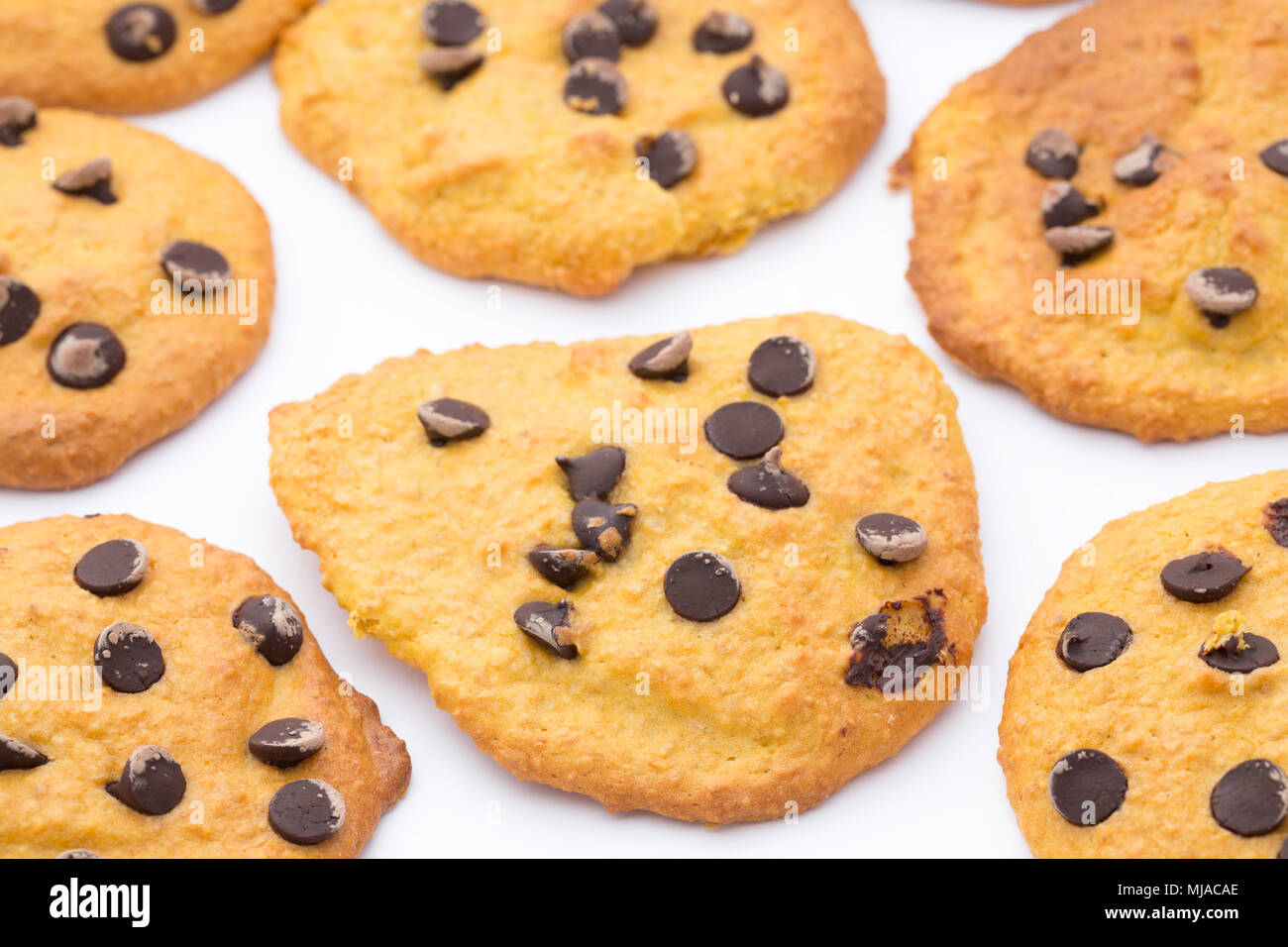 Top view of cookies with chocolate on white Stock Photo - Alamy