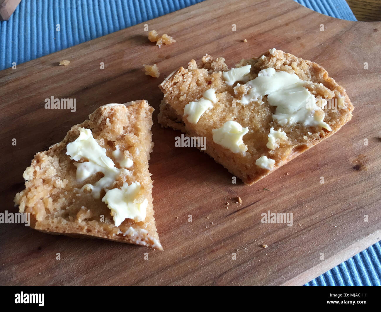 self-made bread and butter, with melting butter because it is still hot ...