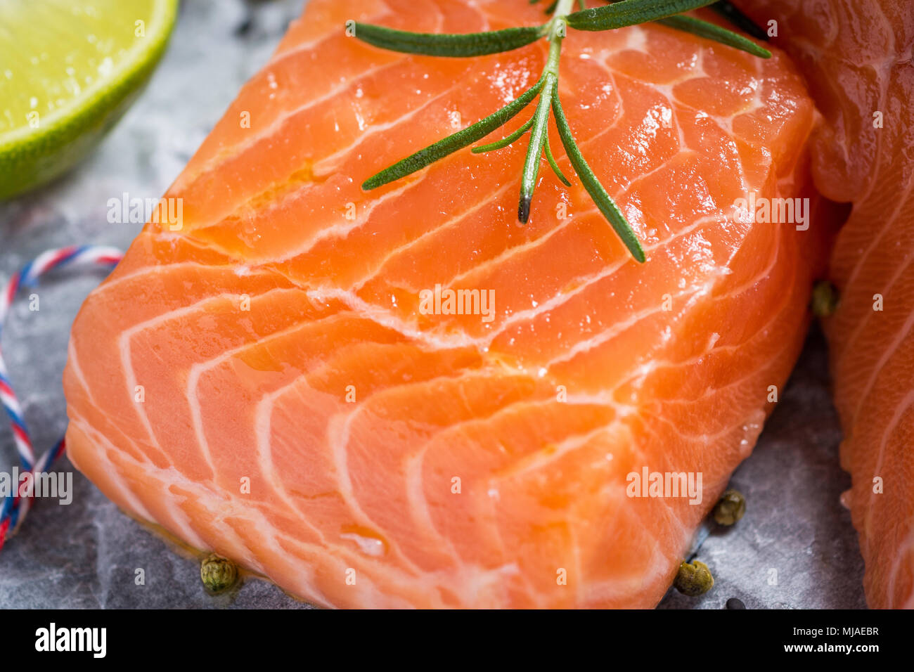Piece salmon fillet spices hi-res stock photography and images - Alamy