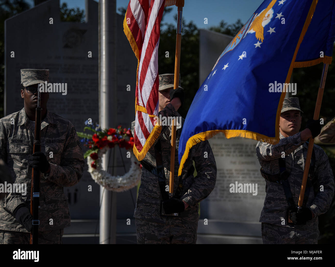 The Hurlburt Field Honor Guard post the colors during a remembrance ...