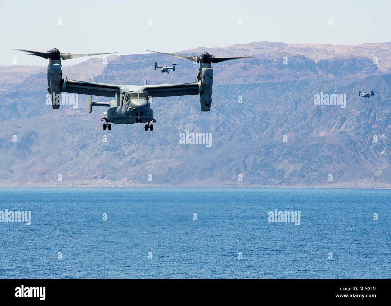 U.S. Marine Corps MV-22 Osprey aircraft attached to Marine Medium ...