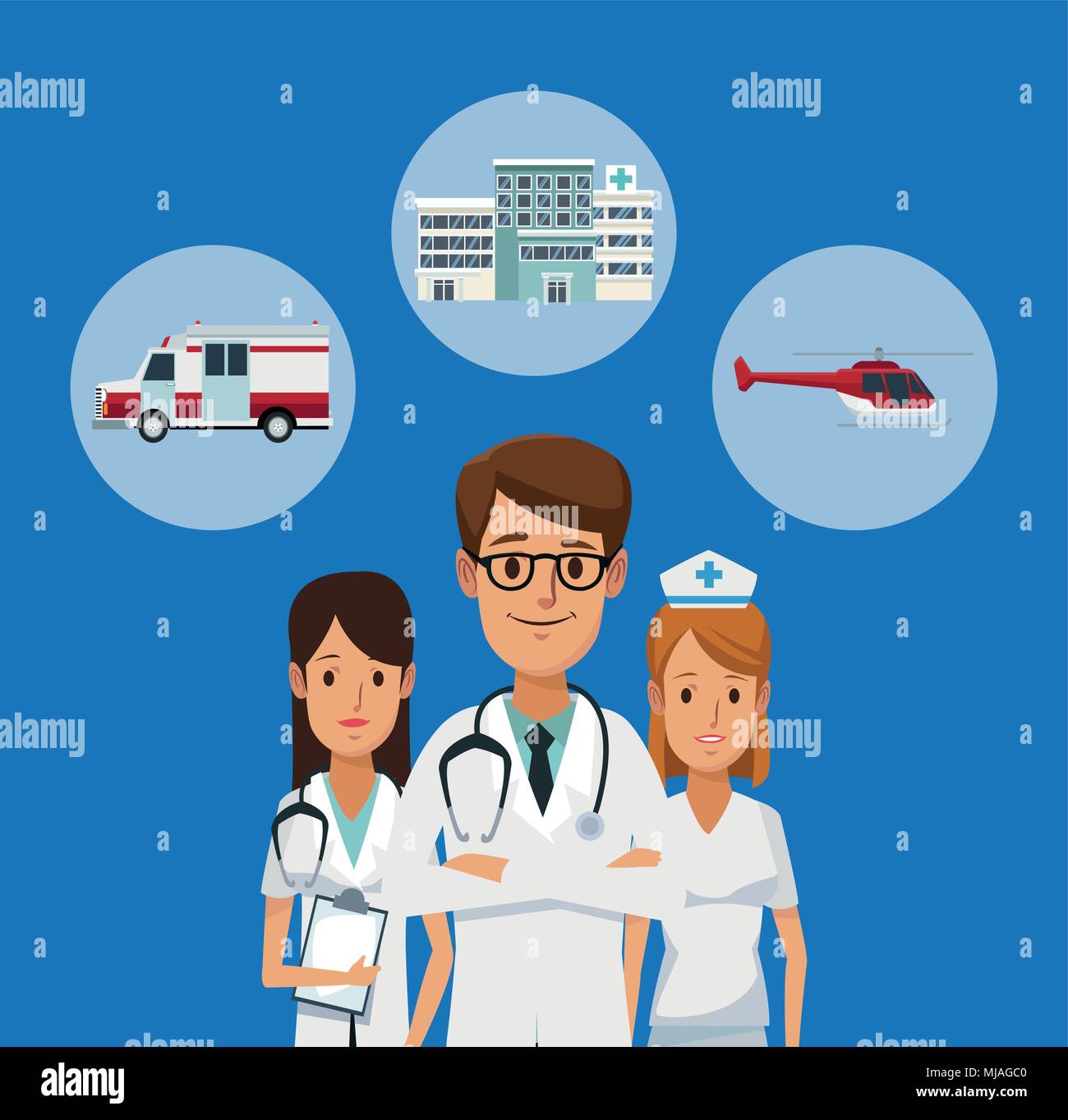 Medical team with symbols Stock Vector Image & Art - Alamy
