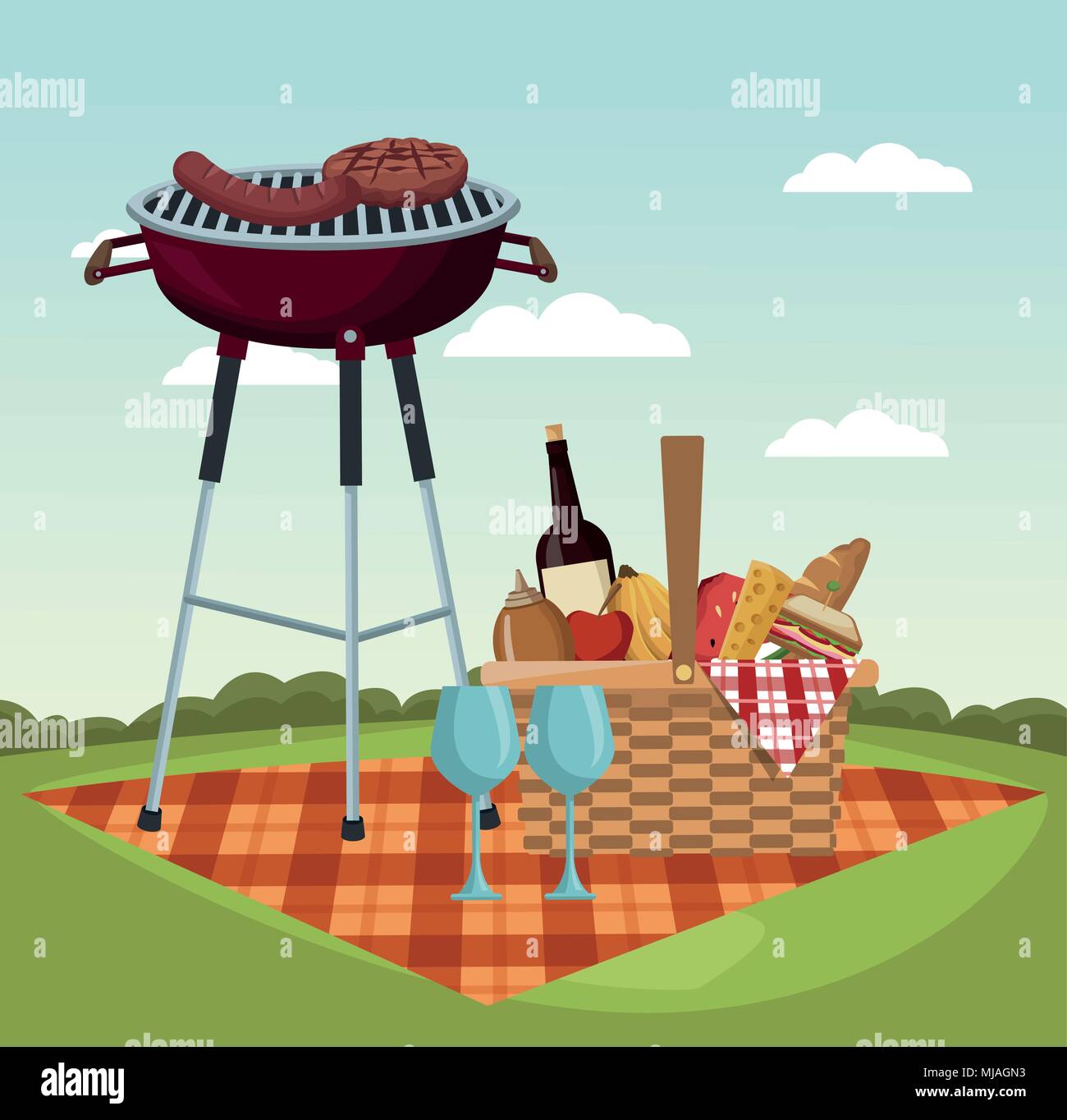 Picnic in the park cartoons Stock Vector Image & Art - Alamy