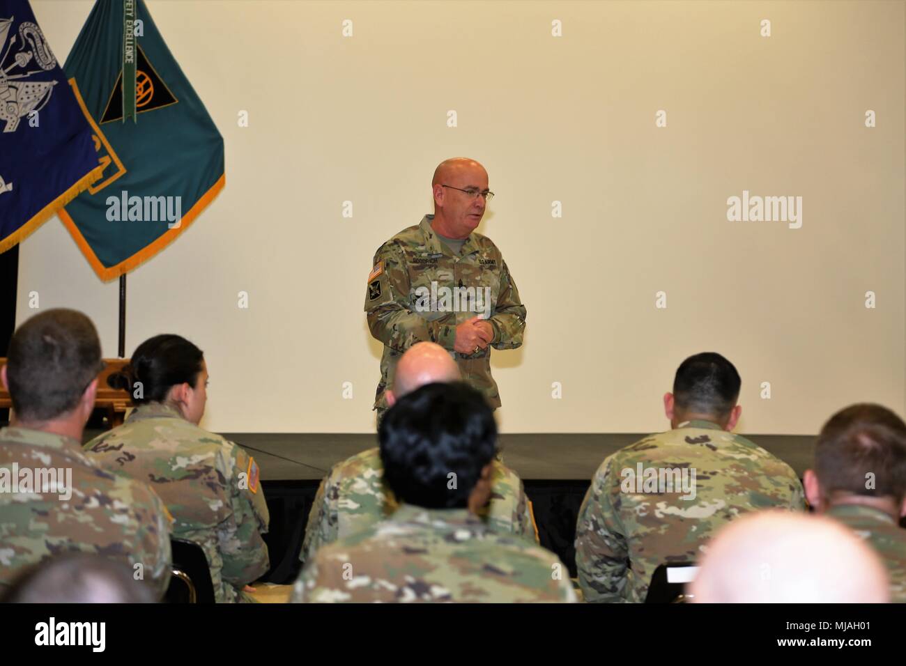 Commandant Command Sgt. Maj. Gary L. Goodrich welcomes attendees to the ...