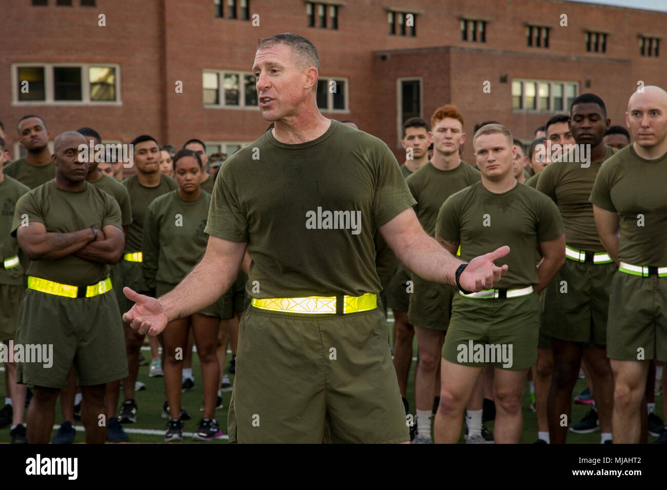 Col. Scott E. Conway, center, commanding officer, Headquarters and ...