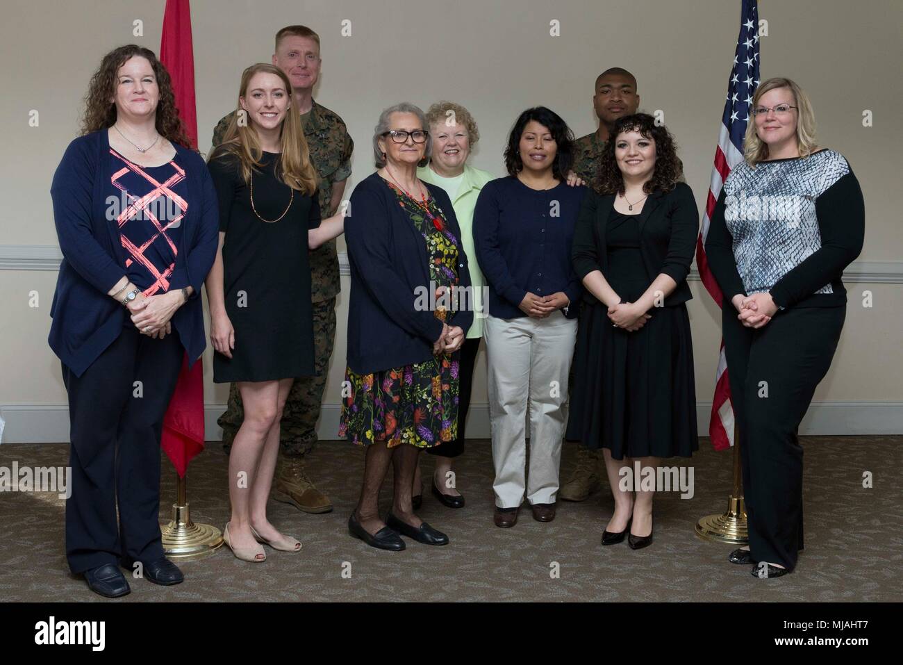 Col. Russell Burton, rear left, commanding officer, Marine Corps Air ...