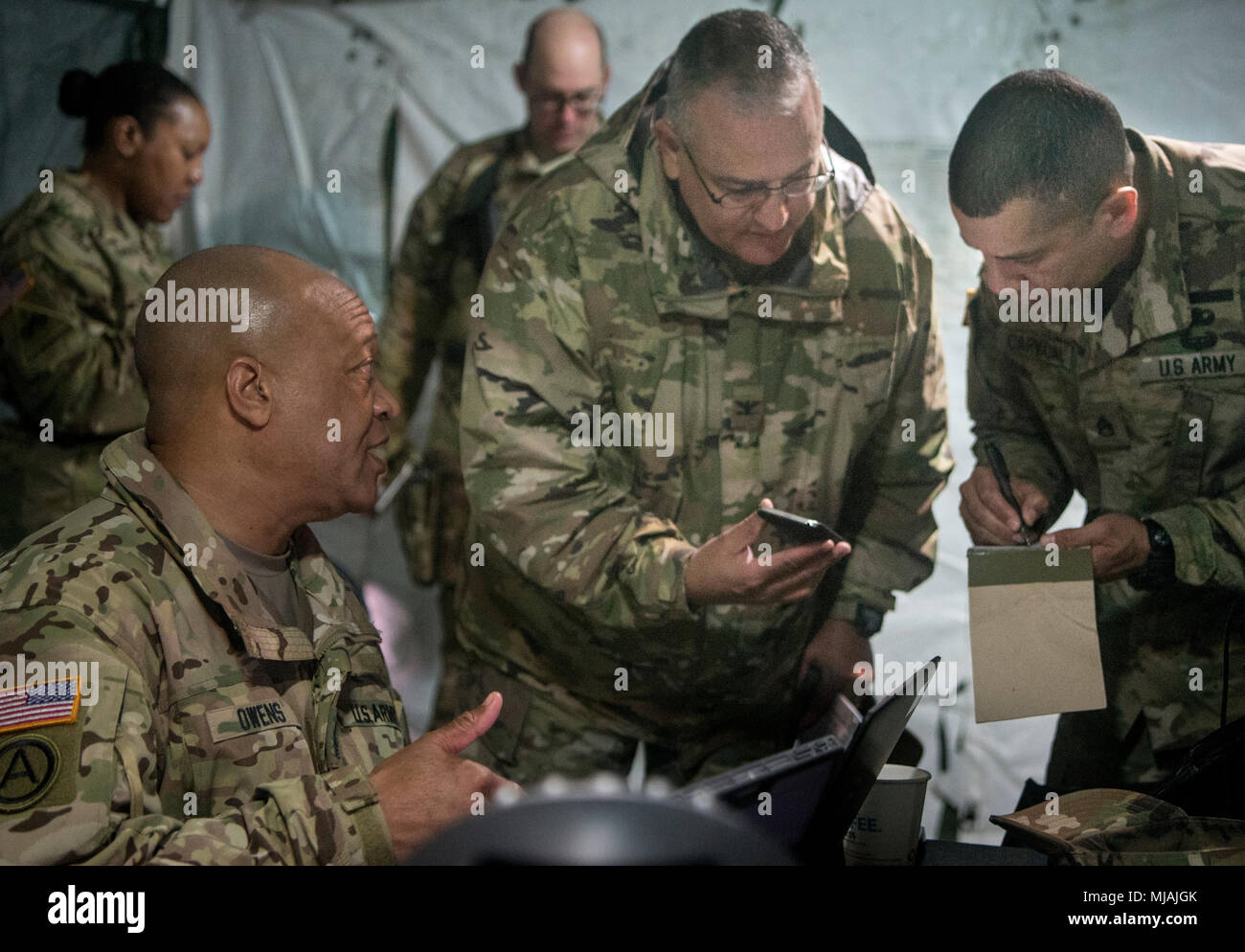 Command Sgt. Maj Craig Owens (left), command sergeant major for the ...