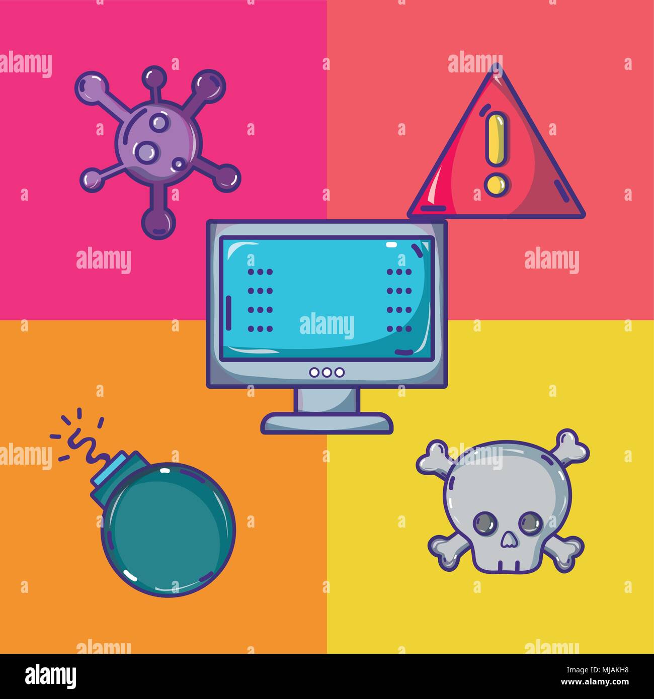 Set of virus and cybercrime cartoons Stock Vector Image & Art - Alamy