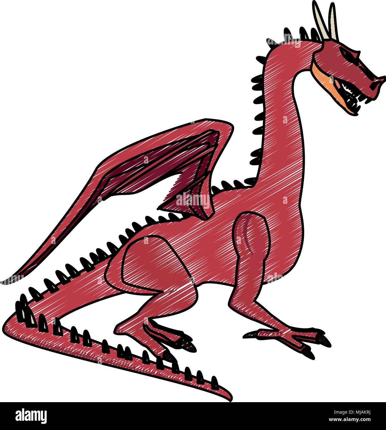 Flying dragon fantastic creature scribble Stock Vector Image & Art - Alamy