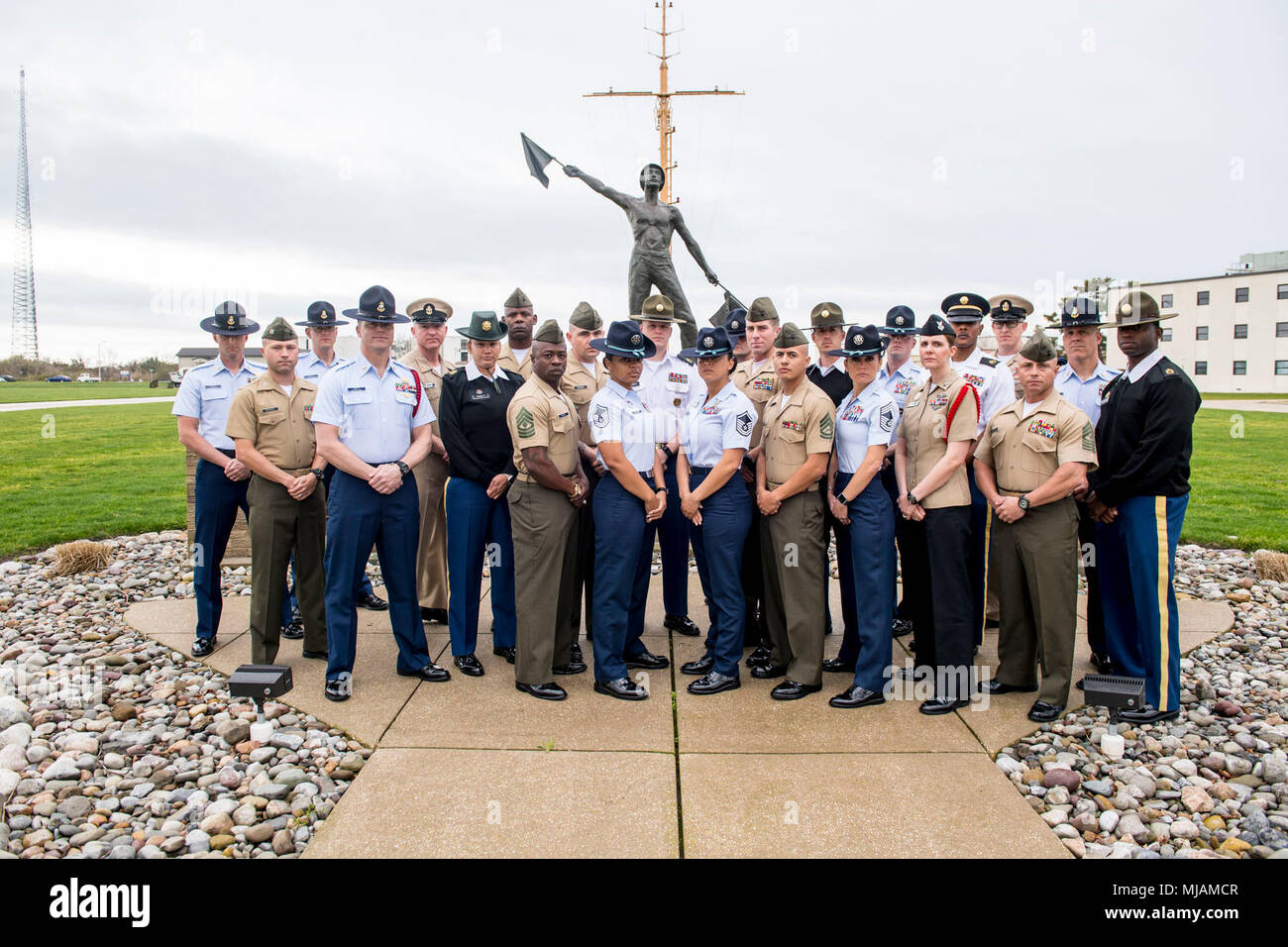 Members of the fourth annual Drill Instructor Summit pose for a ...