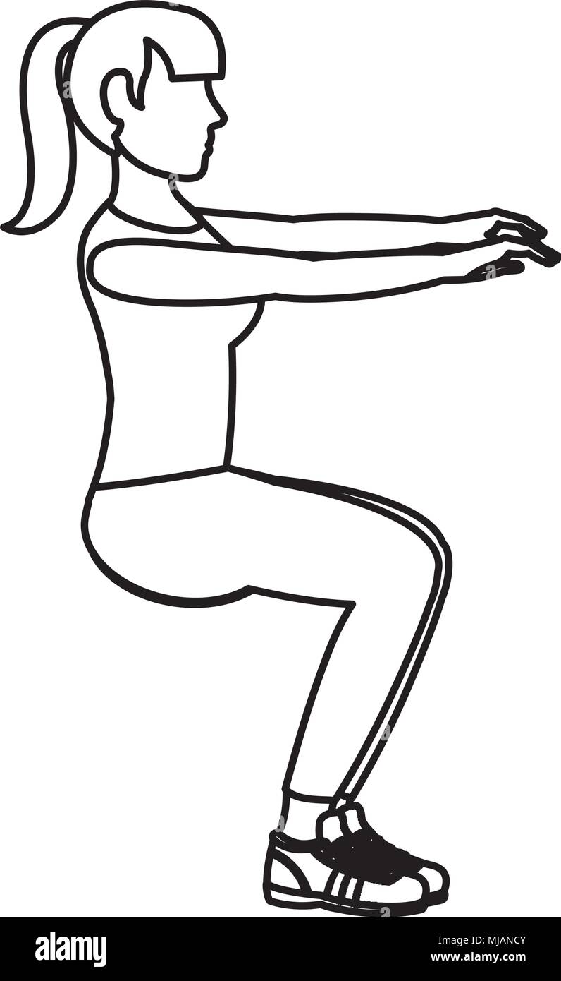 line fitness woman doing squarts training Stock Vector Image & Art - Alamy