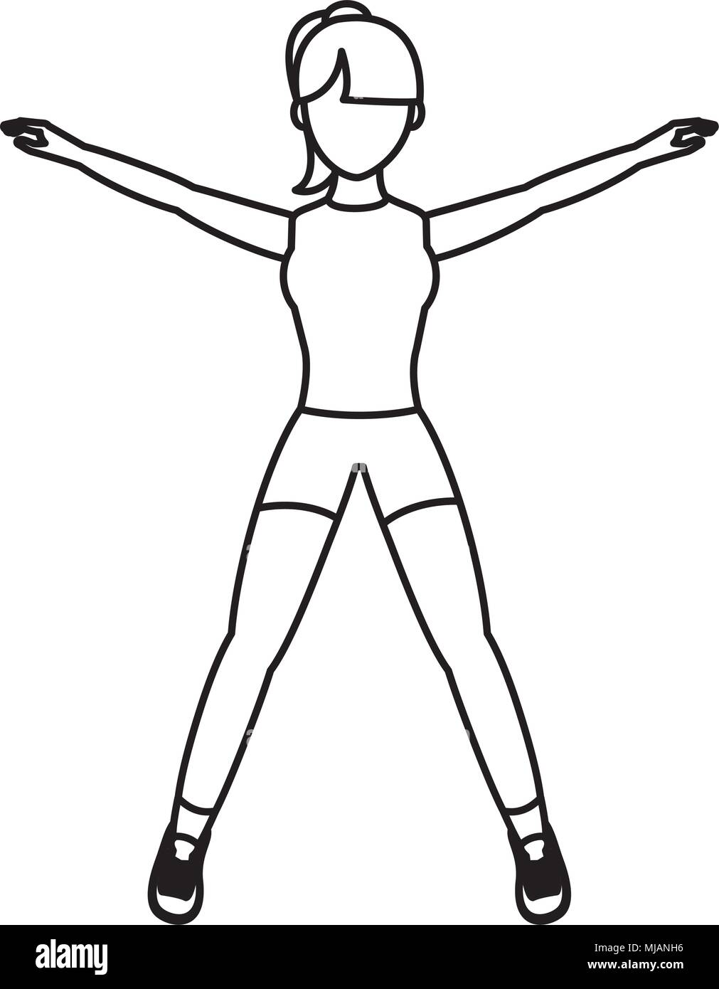 Physical fitness people line Black and White Stock Photos & Images - Alamy