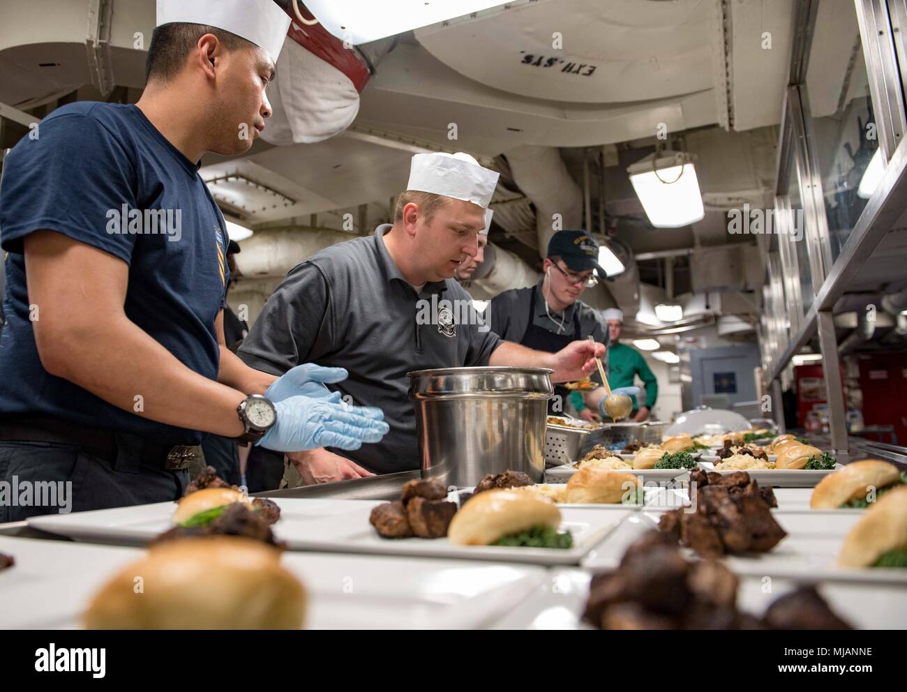 180425-N-UV609-0051 ATLANTIC OCEAN (April 25, 2018) Sailors aboard the ...