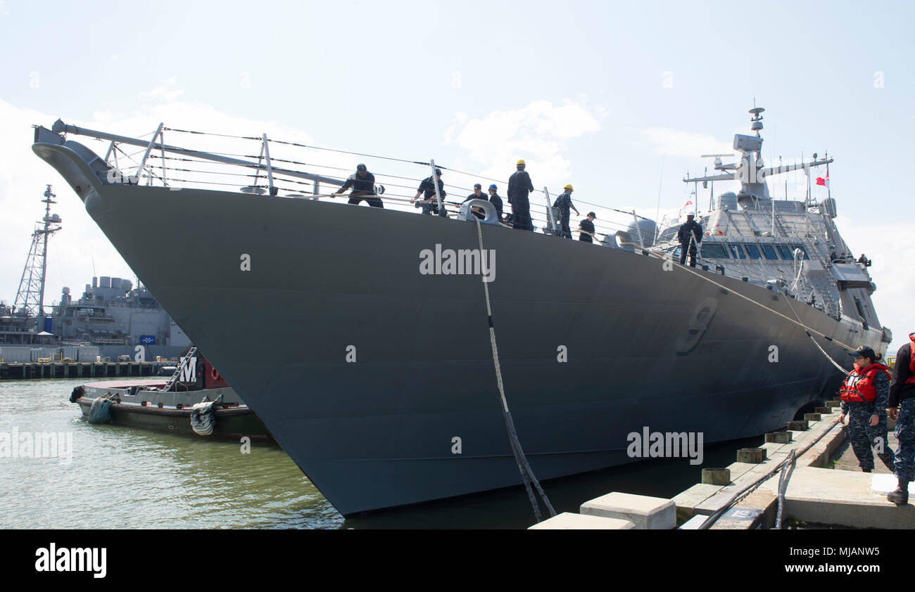 180425-N-KZ419-358 NORFOLK (April 25, 2018) The littoral combat ship ...