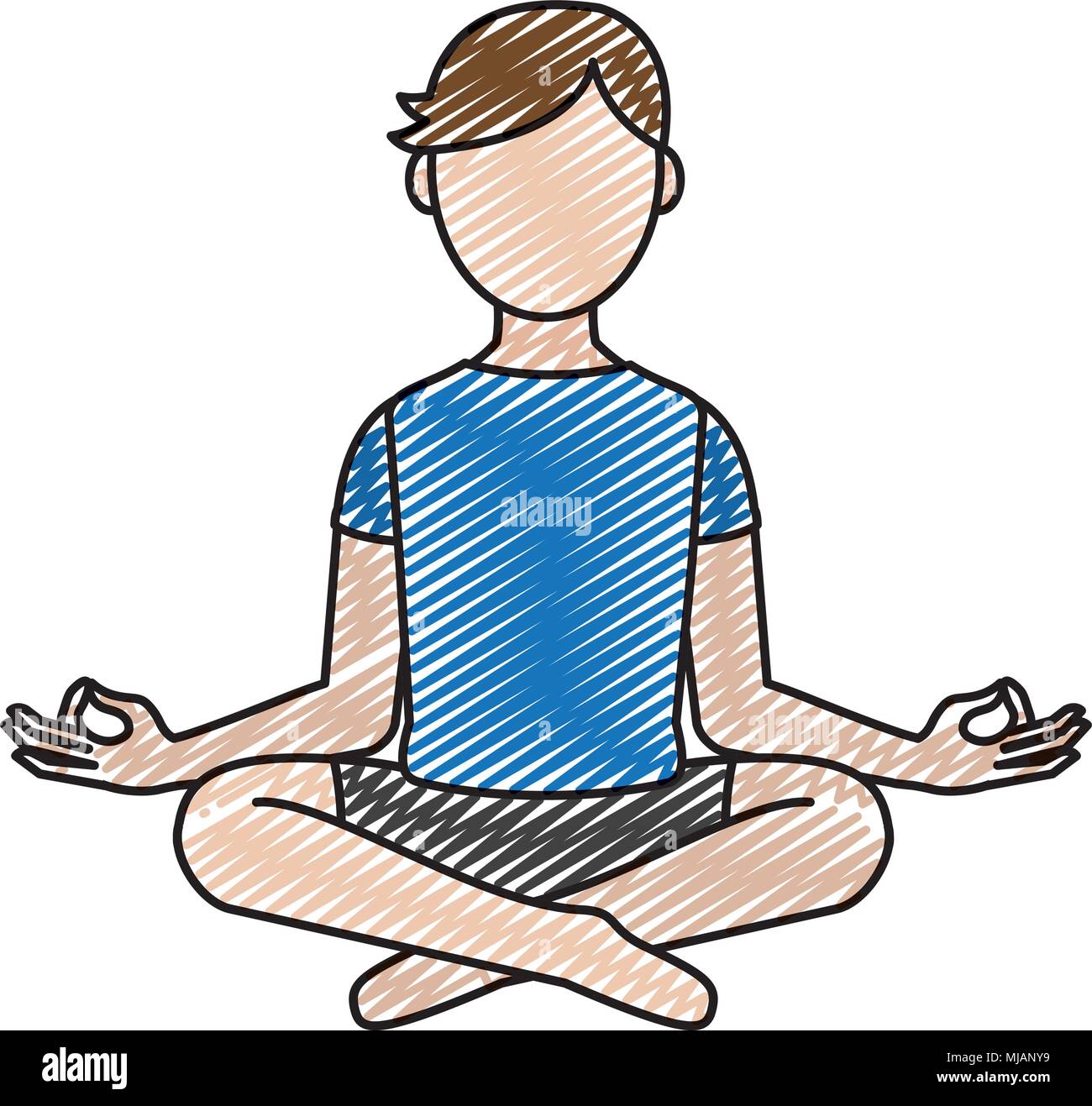 doodle fitness man sitting with yoga position Stock Vector Image & Art ...