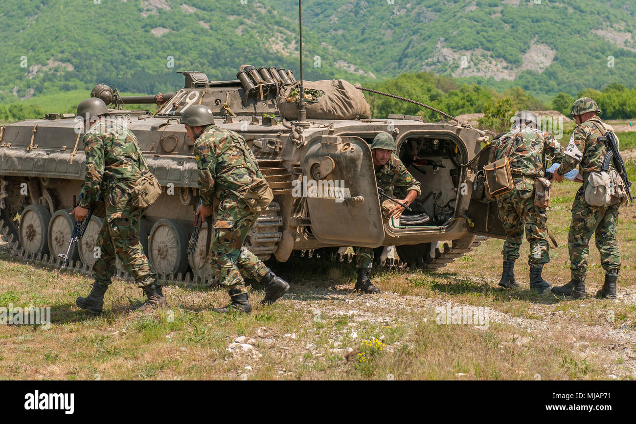Bulgarian soldiers assigned to 1st Battalion, 61st Mechanized Brigade ...