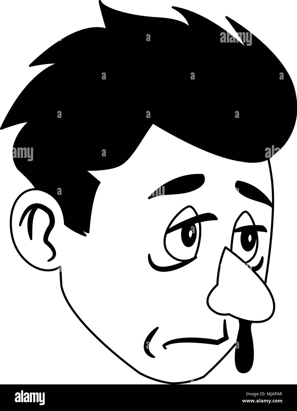 Sick man face on black and white colors Stock Vector Image & Art - Alamy