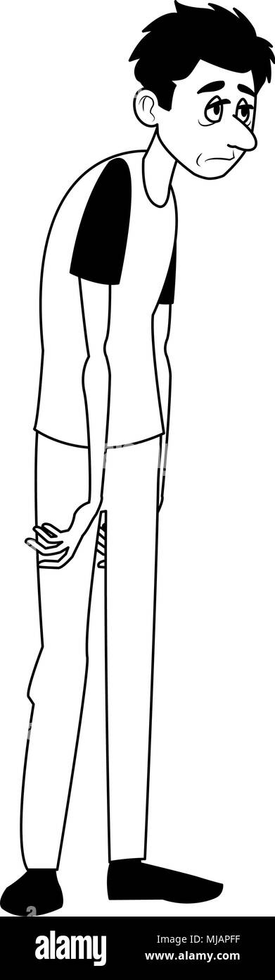 Sick man cartoon on black and white colors Stock Vector Image & Art - Alamy