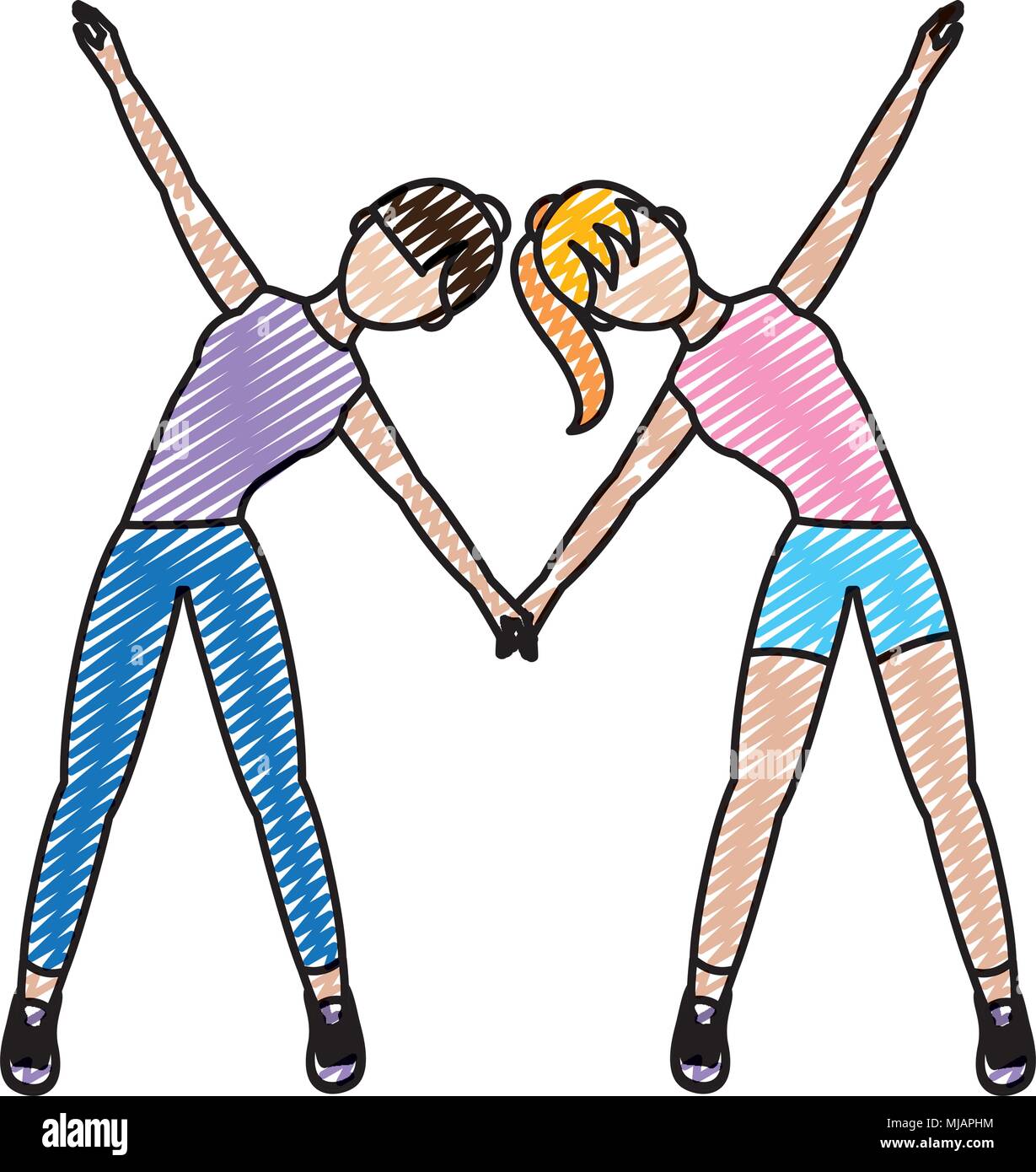 doodle athlete women fitness exercise training Stock Vector Image & Art ...