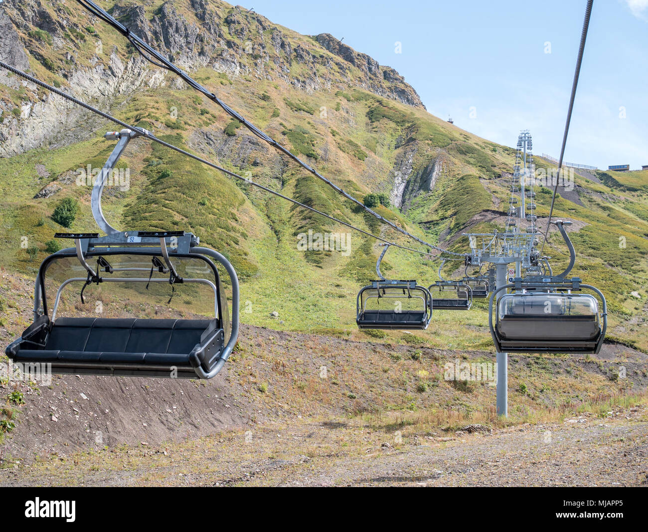 Image of funicular in mountain slope Stock Photo - Alamy