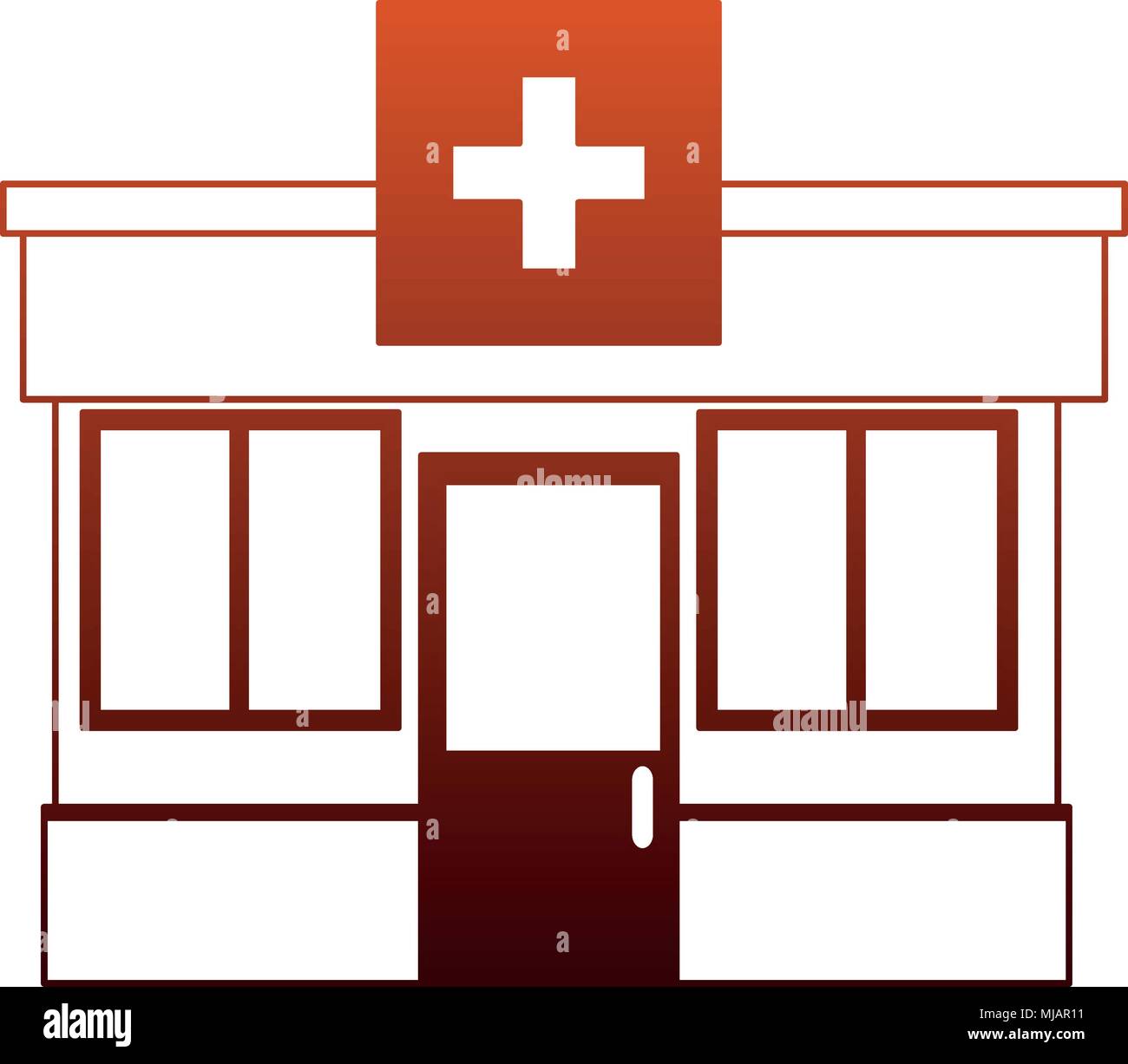 Hospital building symbol on red and orange lines Stock Vector Image ...