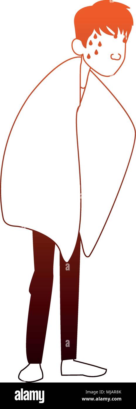 Sick man cartoon on red and orange lines Stock Vector Image & Art - Alamy