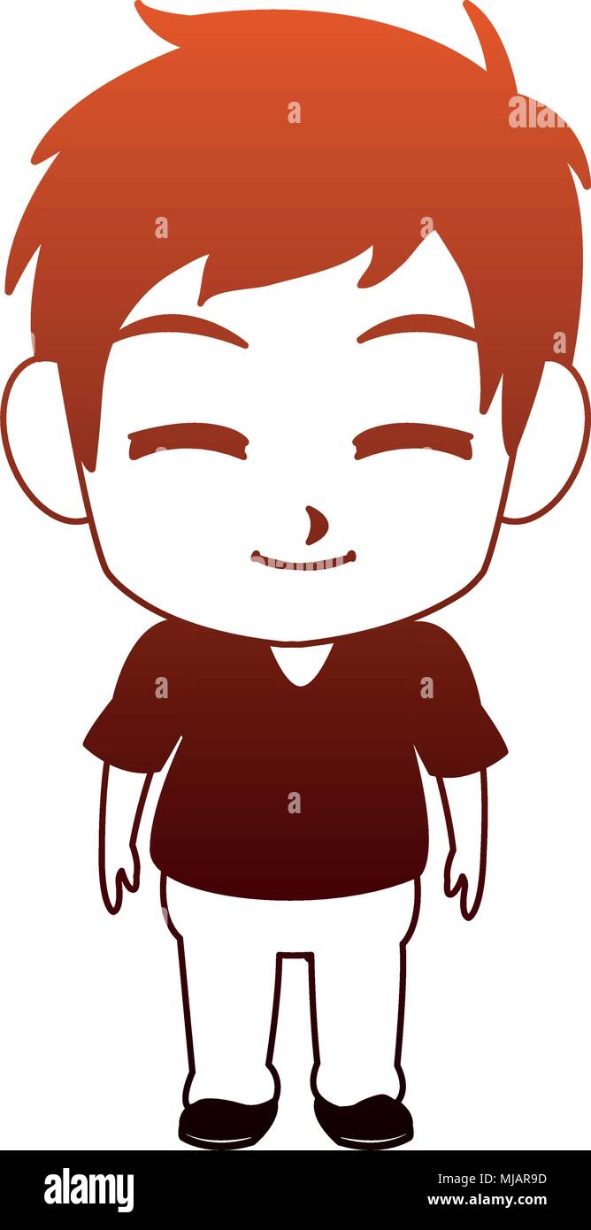 Cute manga boy faceles on red and orange lines Stock Vector Image & Art ...