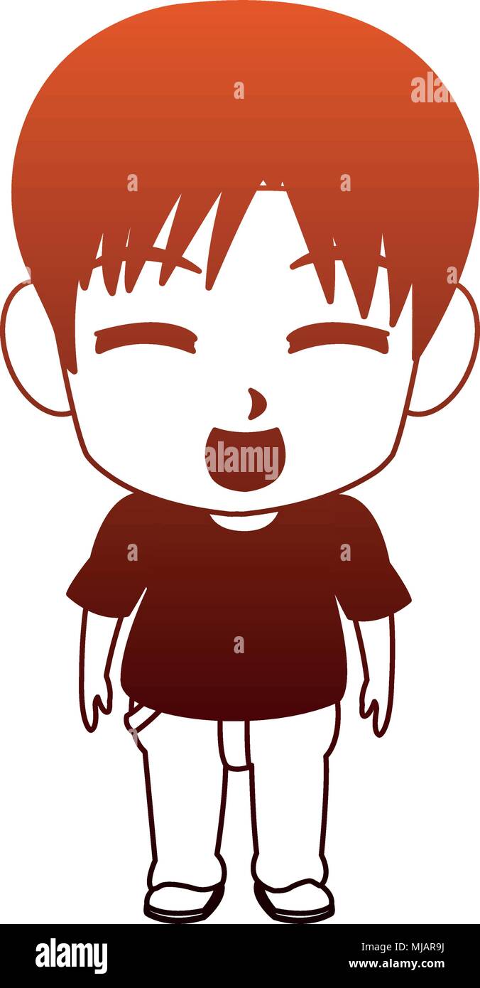 Cute manga boy faceles on red and orange lines Stock Vector Image & Art ...
