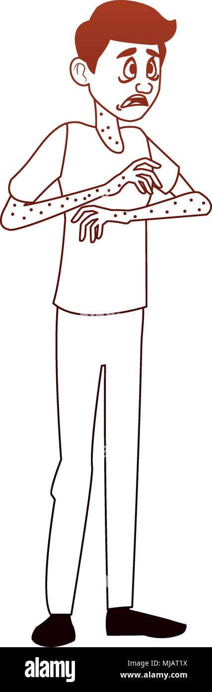 Sick man cartoon on red and orange lines Stock Vector Image & Art - Alamy