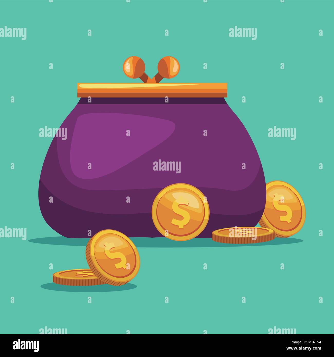 Leather purse with coins Stock Vector Images - Alamy