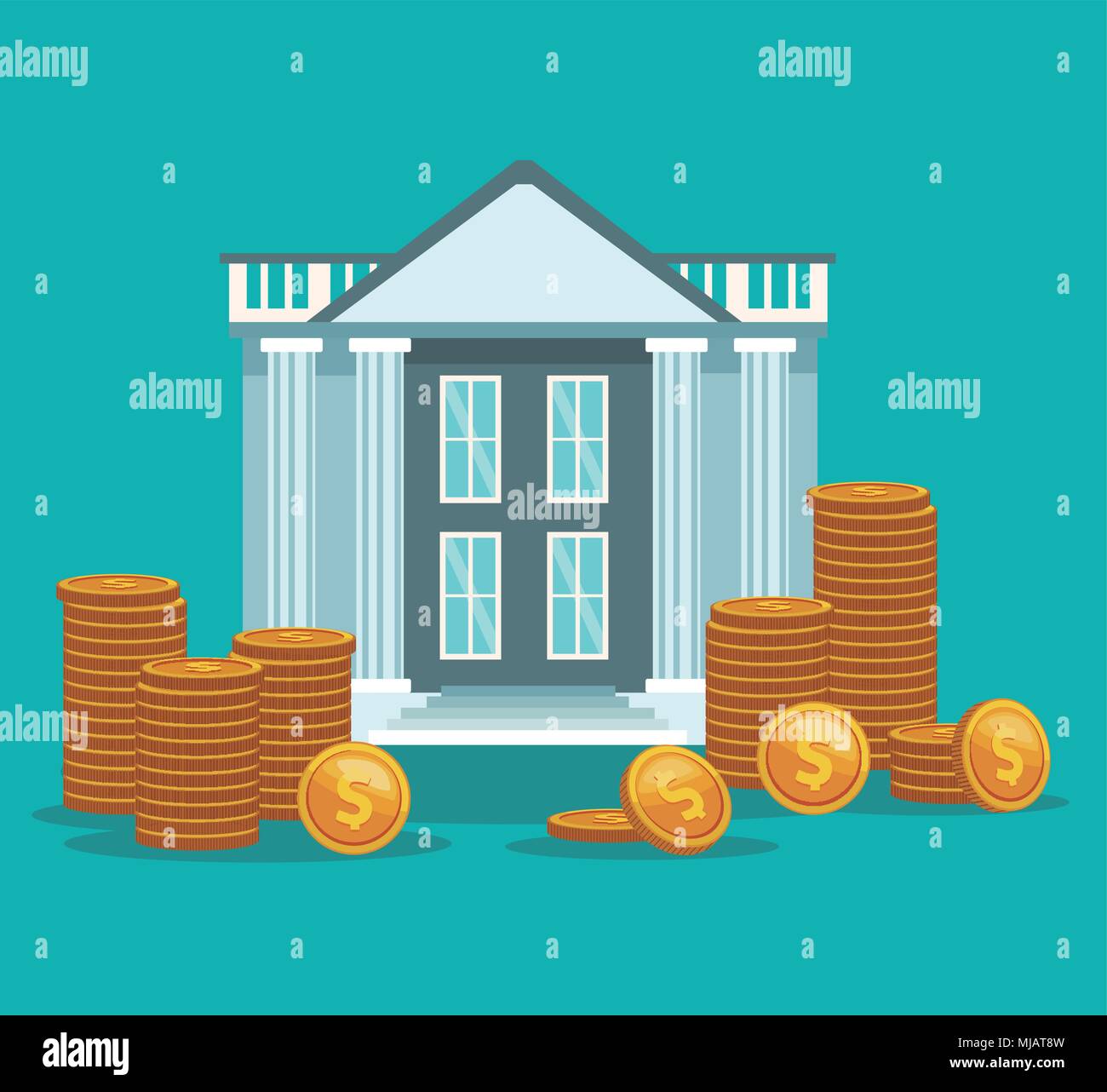 Bank building with coins Stock Vector Image & Art - Alamy