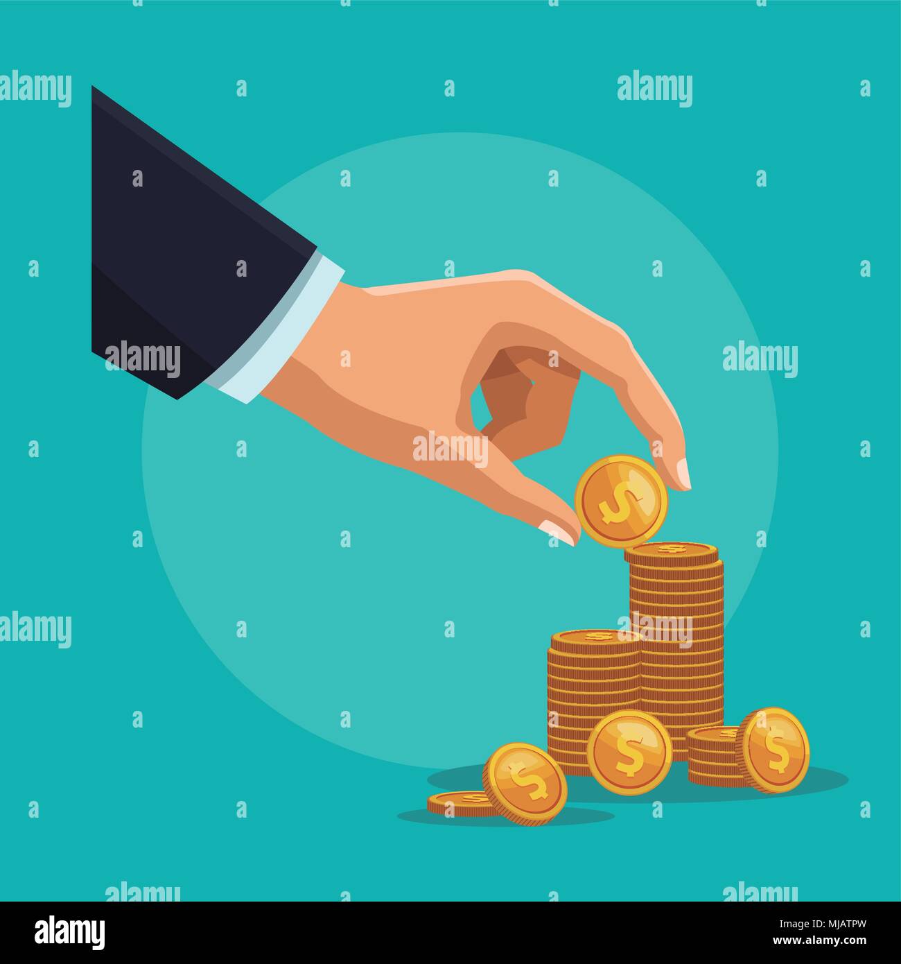 Hand with coin Stock Vector Image & Art - Alamy
