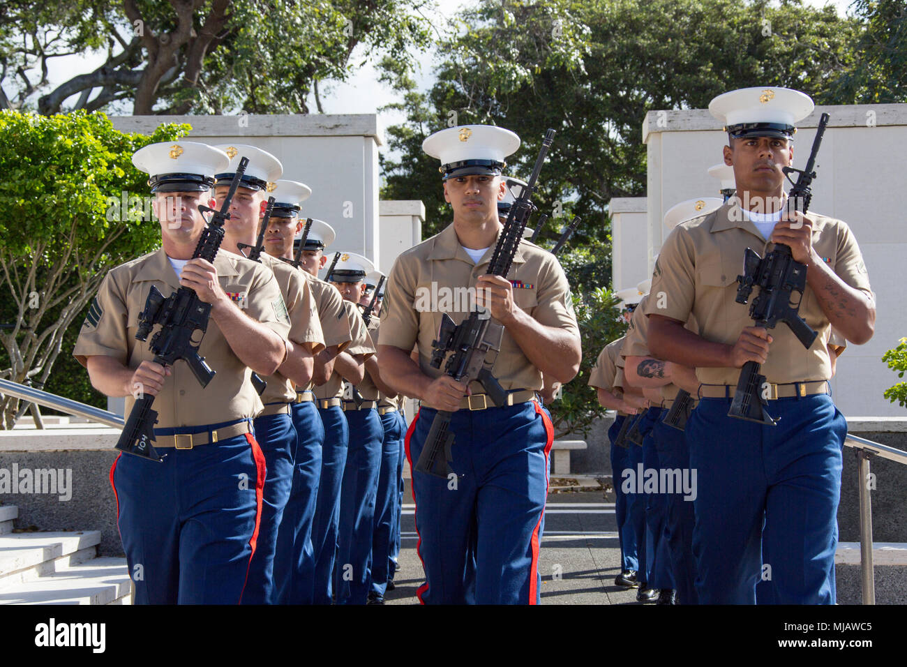 The Honor Guard from the 3rd Marine Regiment, 3rd Marine Division ...