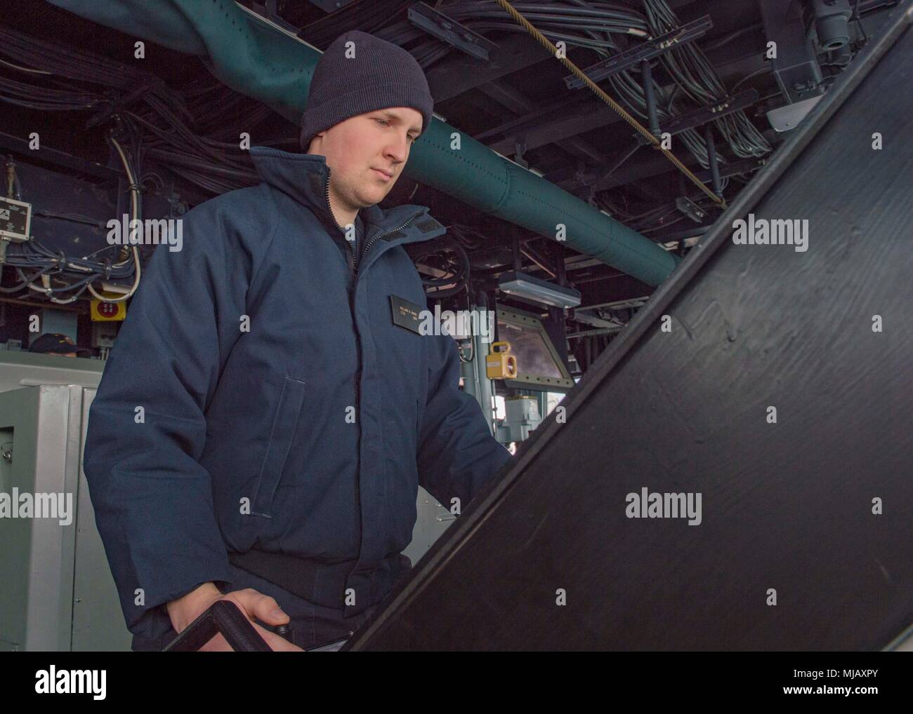 180426-N-UB406-0047 NORTH SEA (April 26, 2018) Lt. j.g. William Mann ...