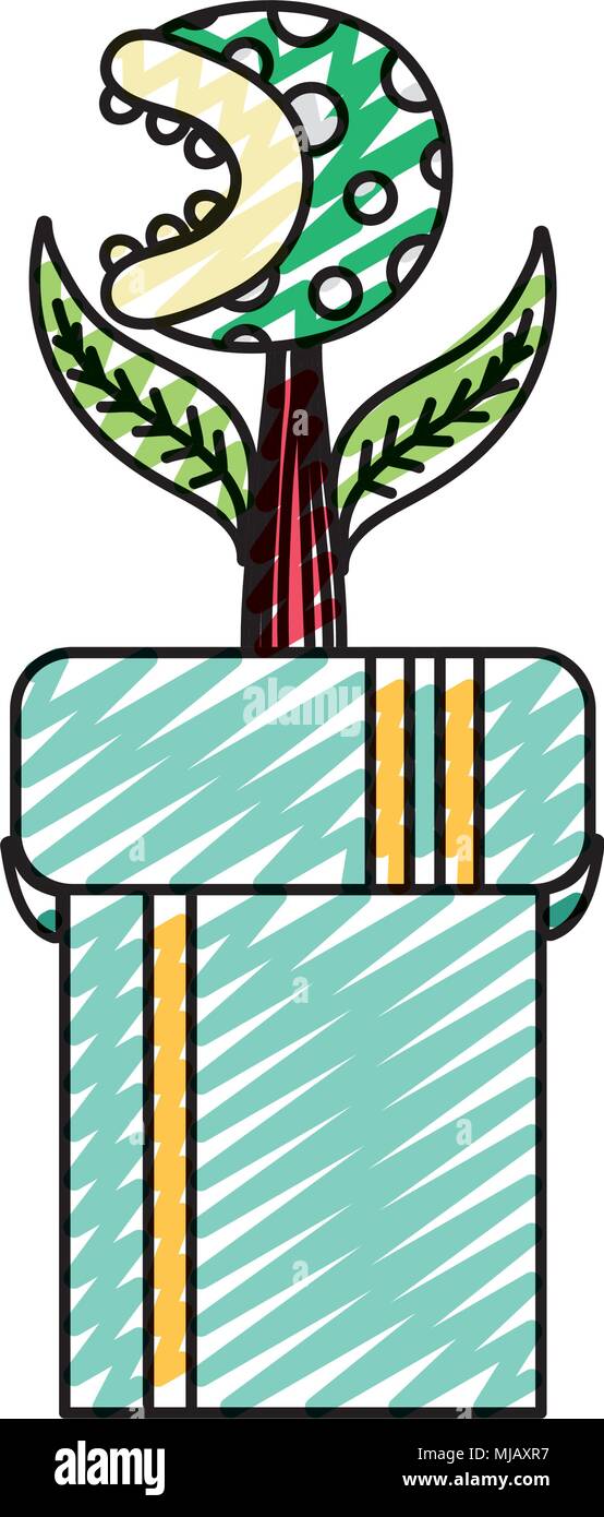 doodle videogame bad flower plant inside tube Stock Vector Image & Art ...