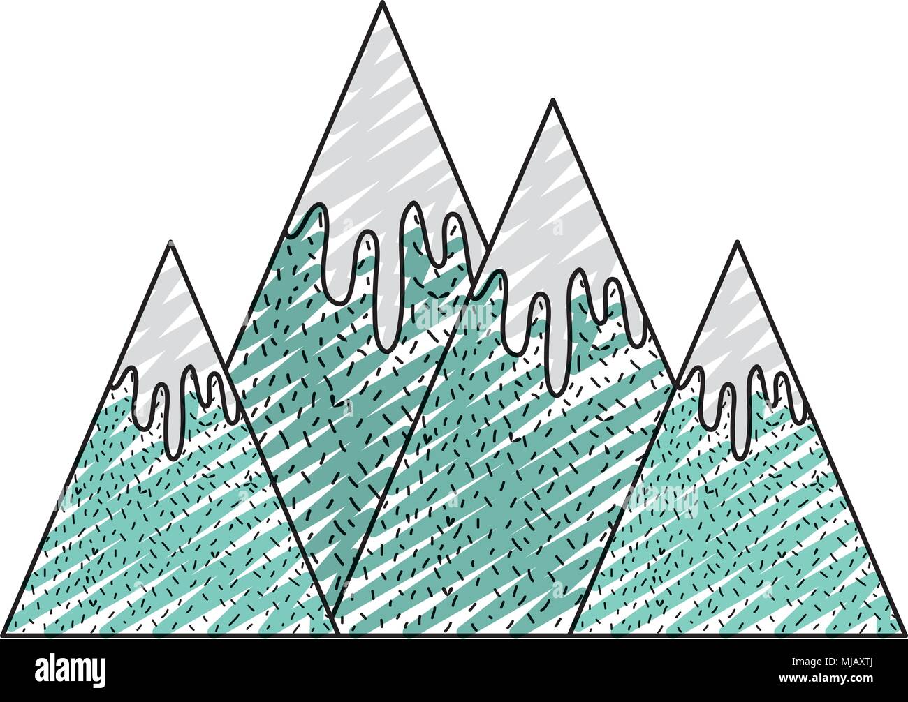 doodle snowy mountains cold natural weather Stock Vector Image & Art ...