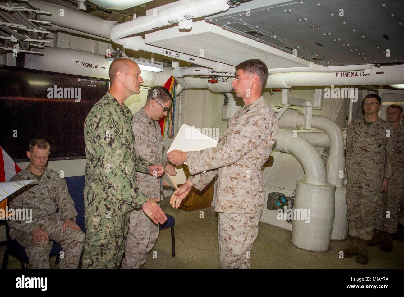 MEDITERRANEAN SEA (April 30, 2018) Marine Corps Cpl. Robert Belanger, a ...