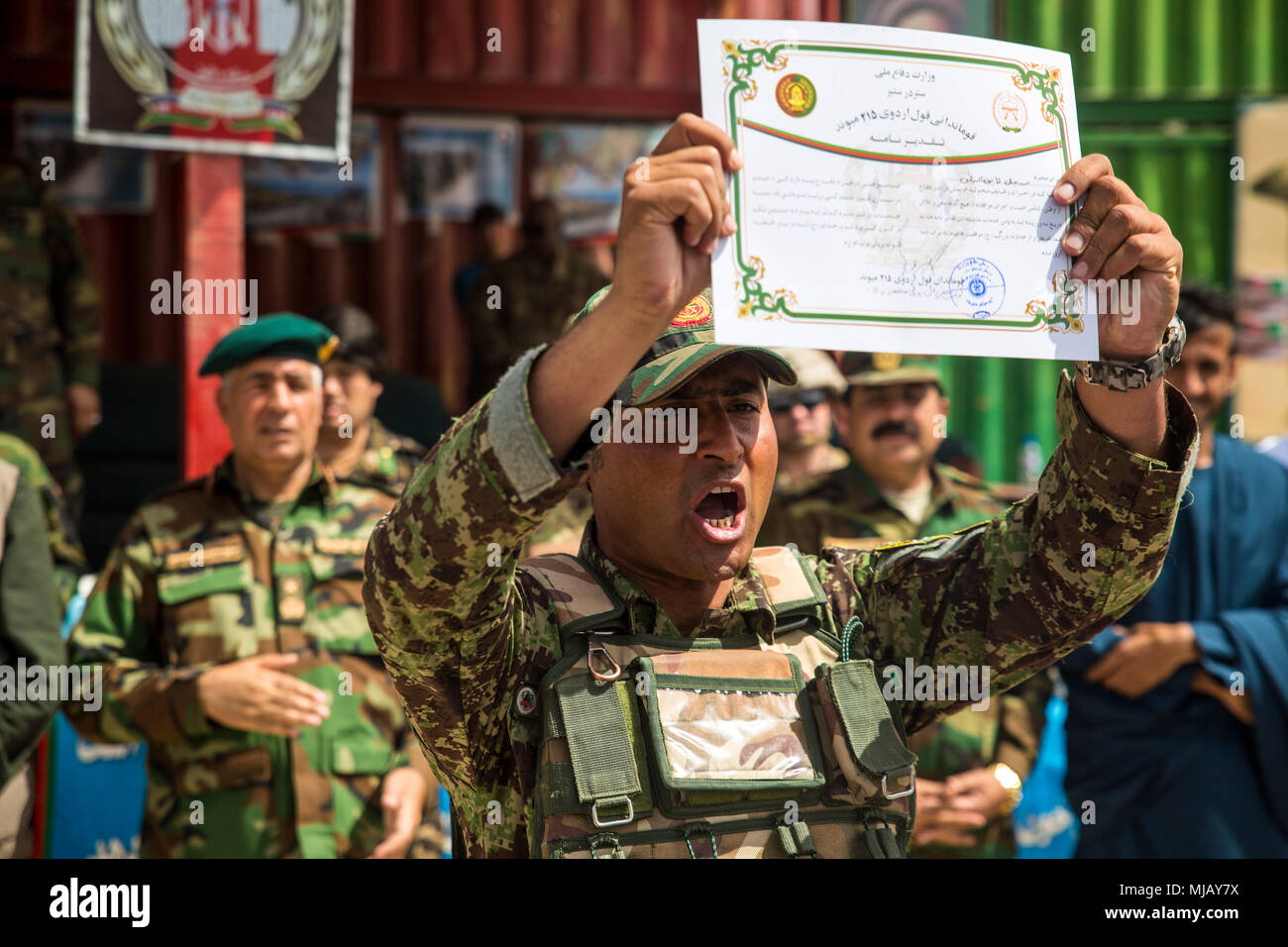 A soldier with 1st Kandak, 3rd Brigade, Afghan National Army (ANA ...