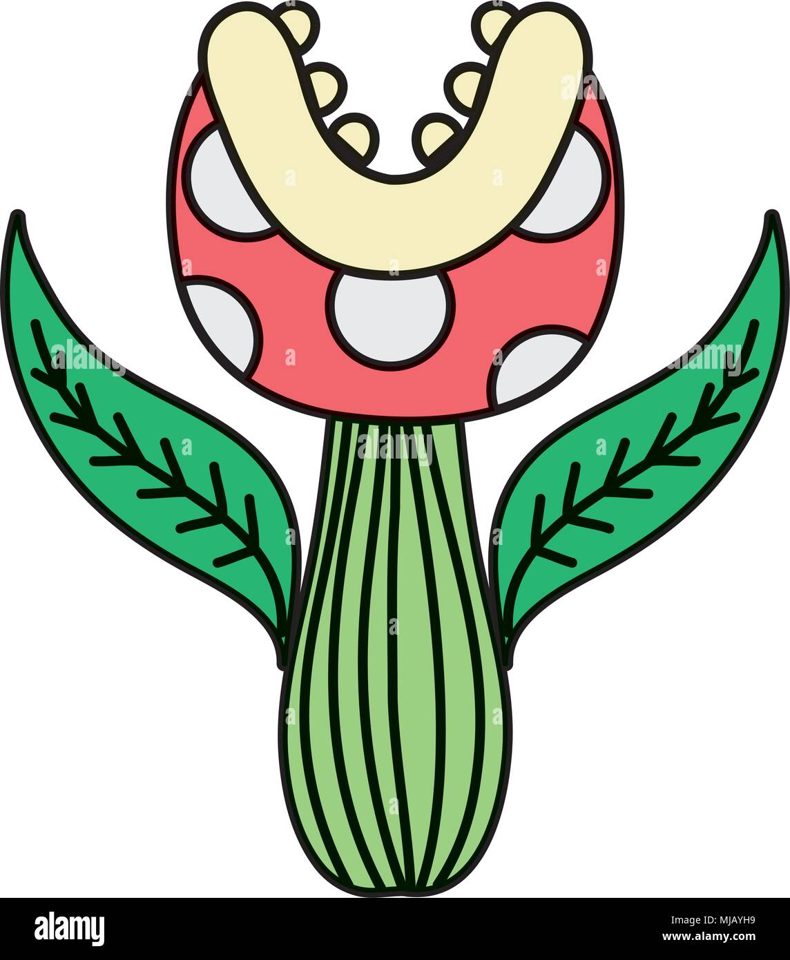 color videogame flower plant with mouth and teeth Stock Vector Image ...