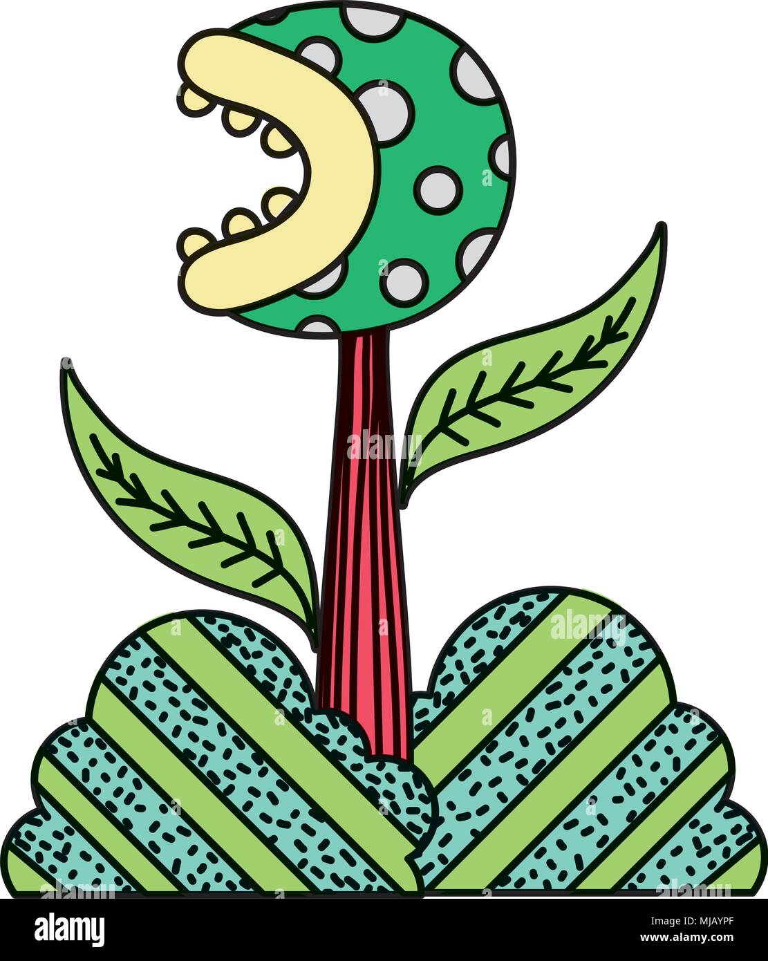 color videogame bad plant with teeth between bush Stock Vector Image ...