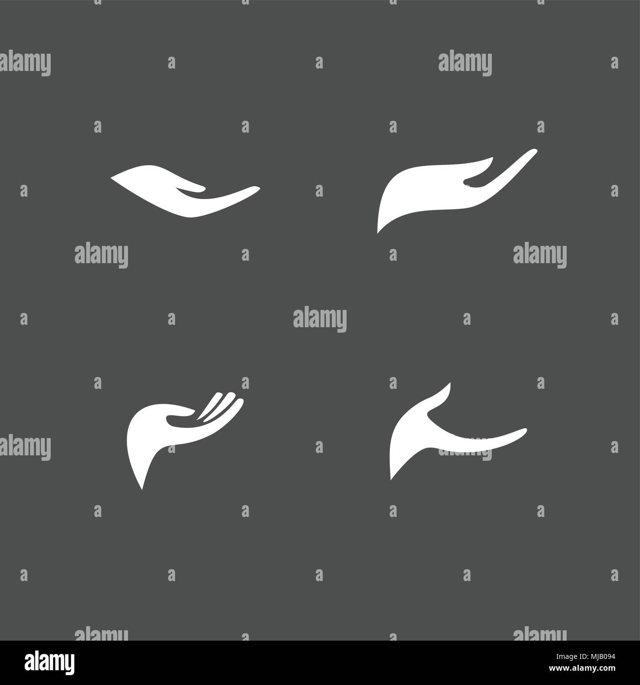 set hand logo, silhouette logo graphic design, open hand logo, white ...