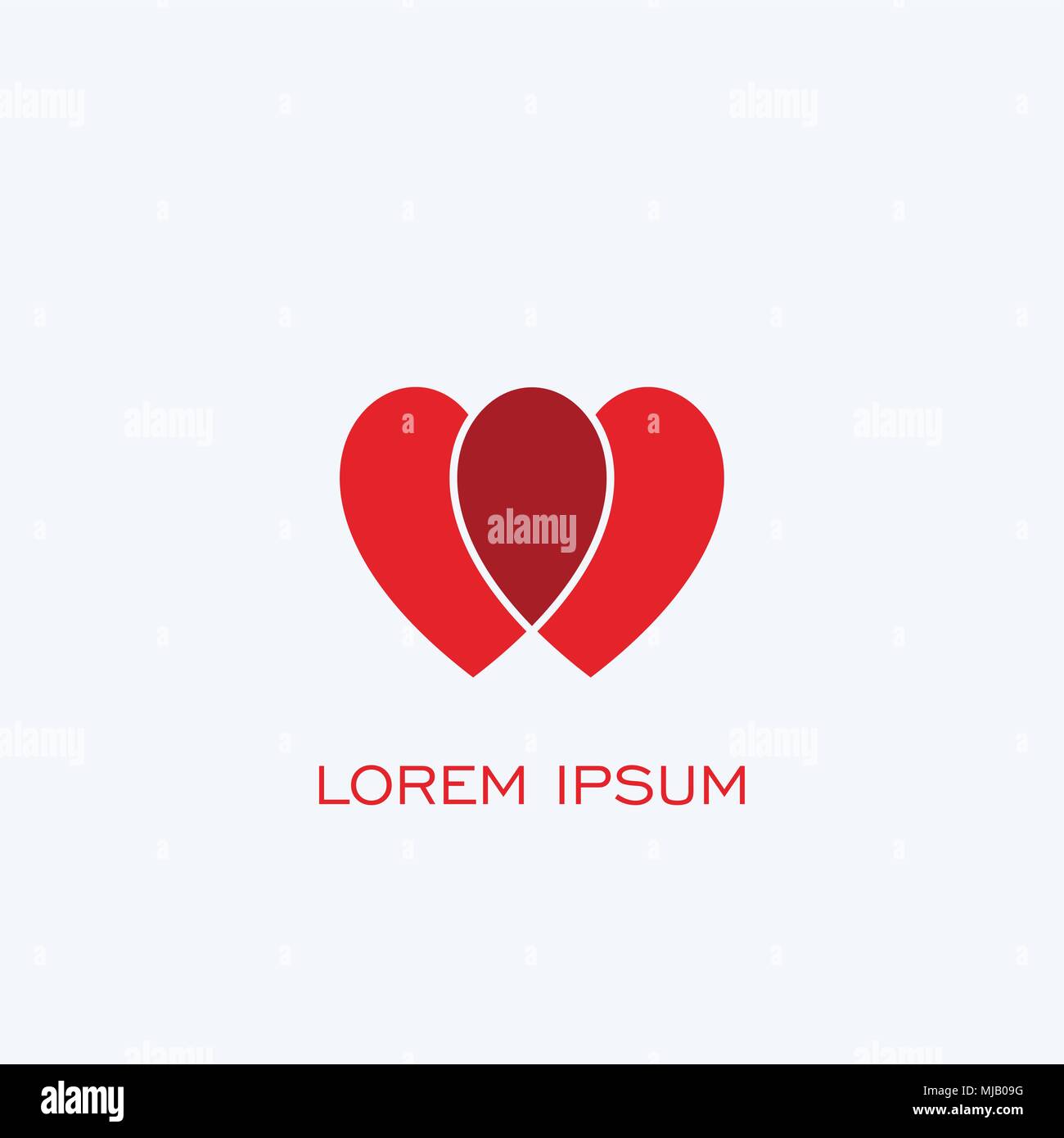 double heart icon, love logo design, vector icons, with red color Stock ...