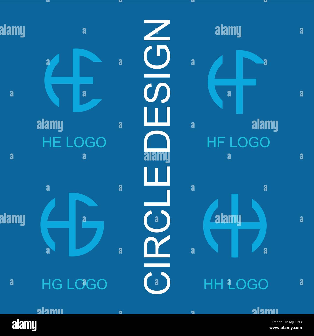 Set Circle HE HF HG HH letter logo, creative logo simple design Stock ...