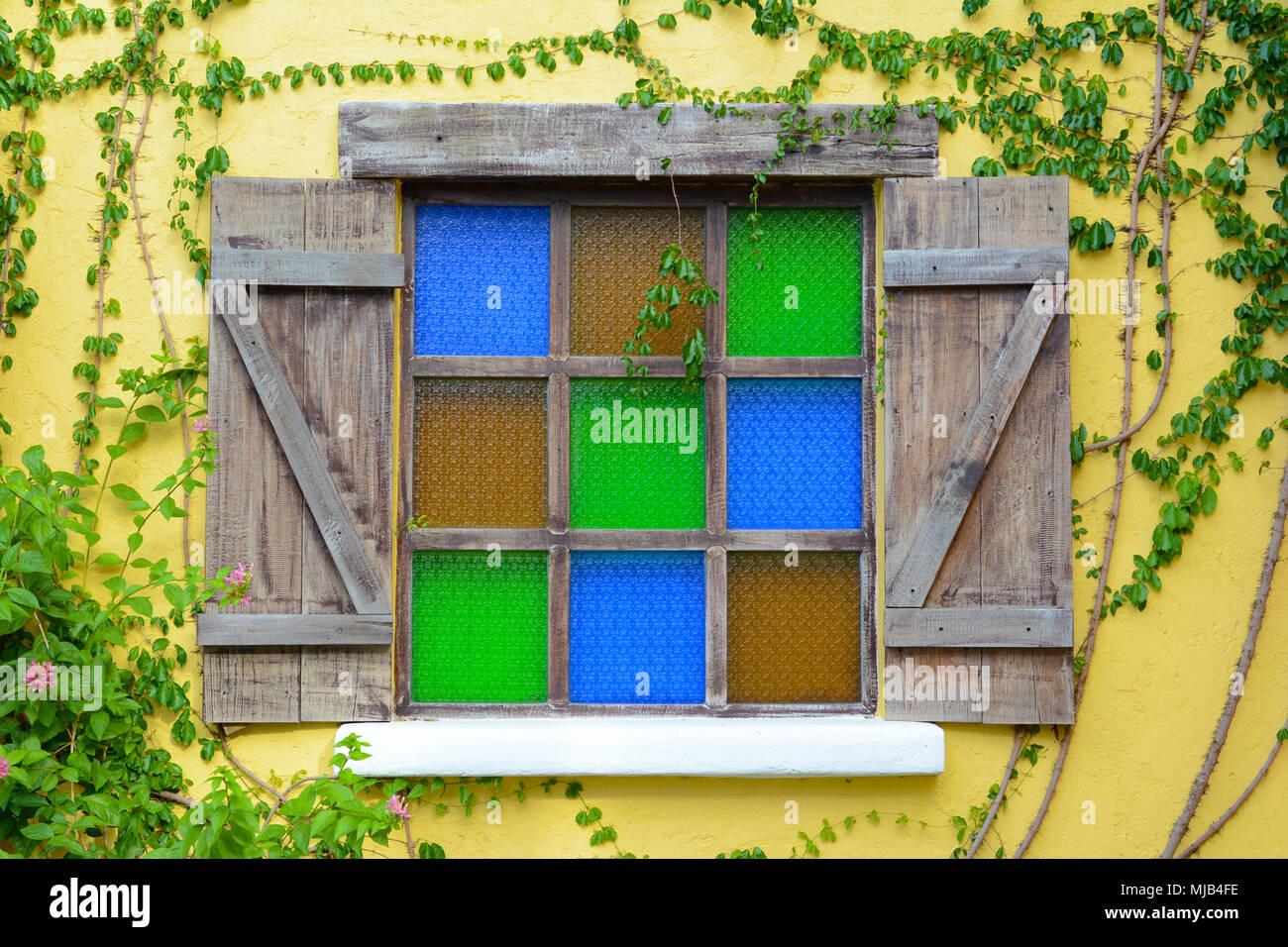 colorful window with vine Stock Photo - Alamy