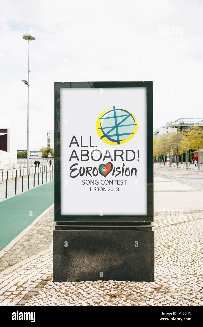 Lisbon, April 24, 2018: Photo of the image with official Eurovision ...